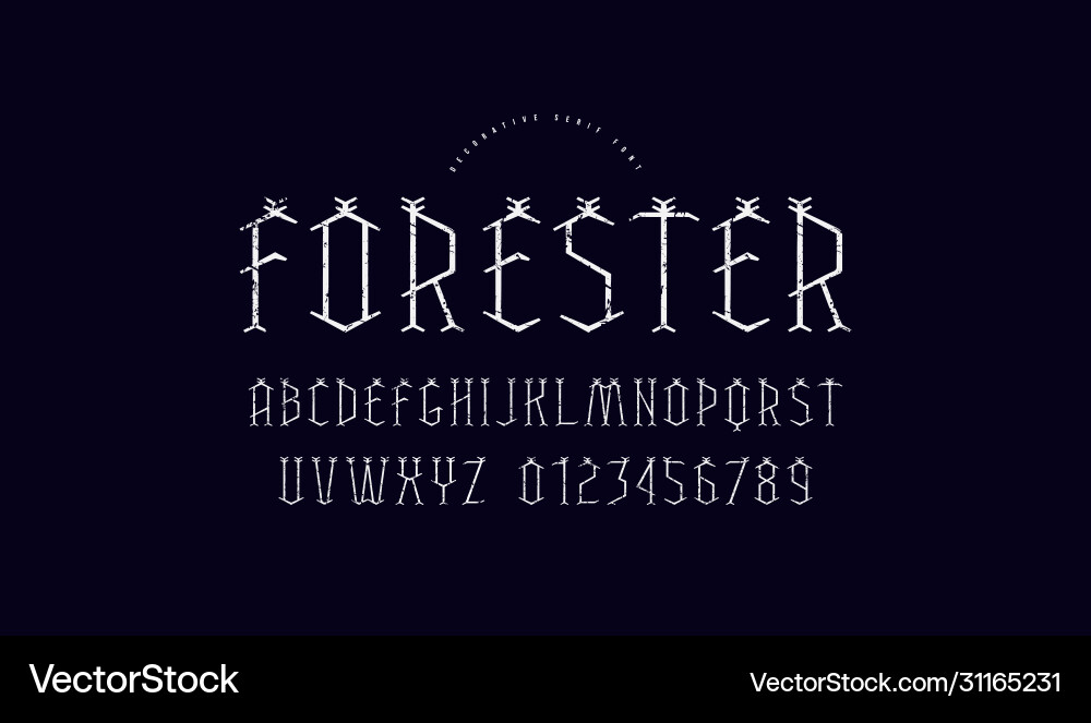 Decorative geometric serif font Royalty Free Vector Image