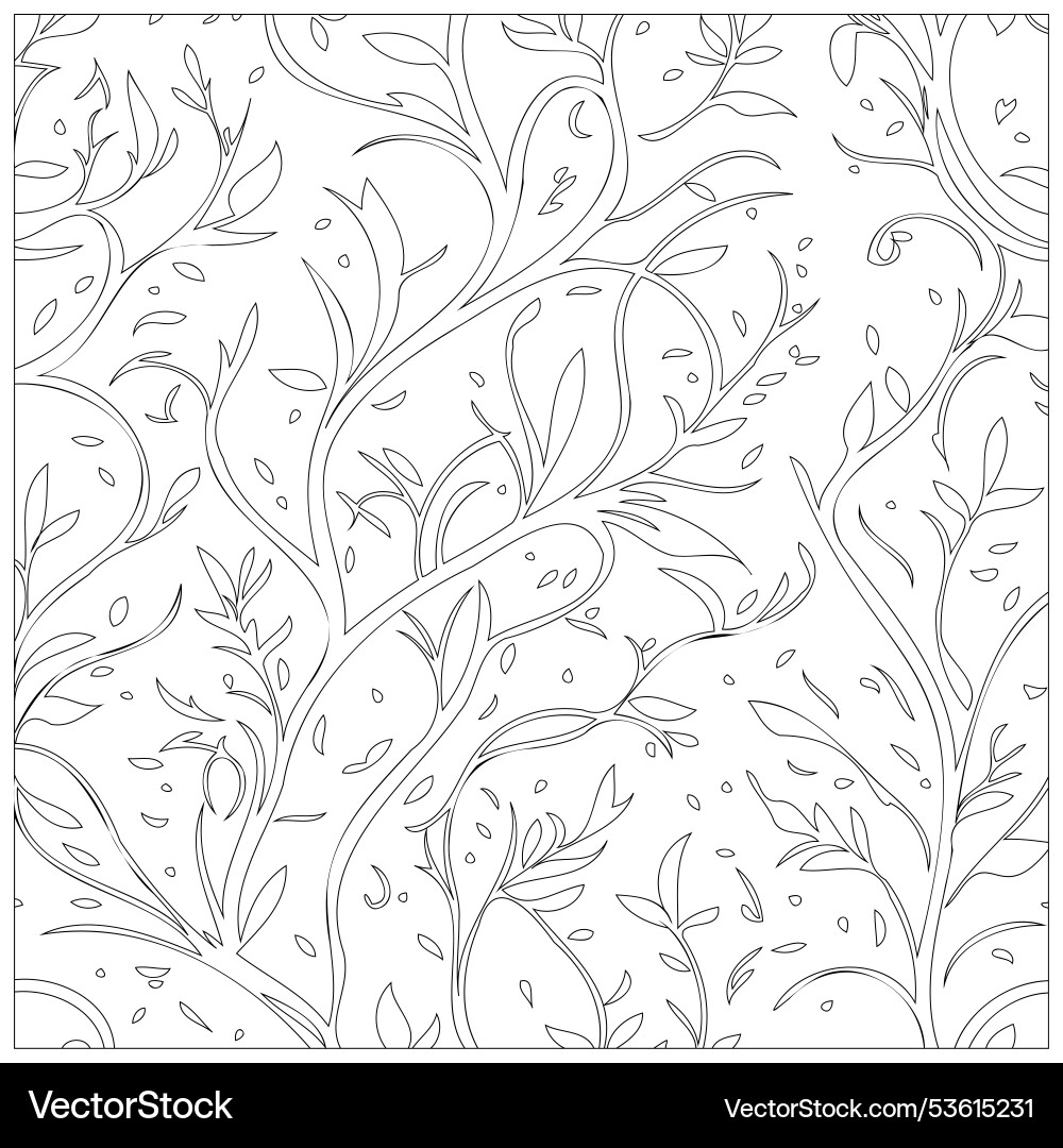 Floral vine pattern outline sketch Royalty Free Vector Image