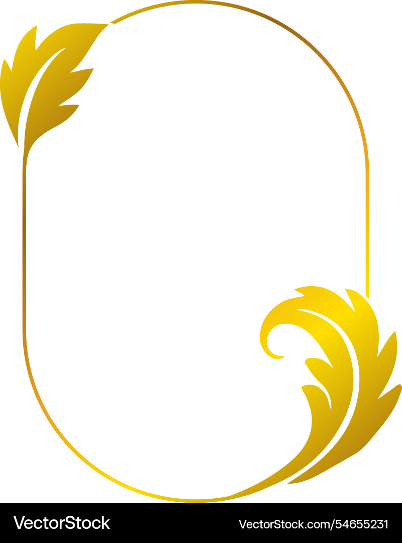 Gold oval border with leaf motif Royalty Free Vector Image