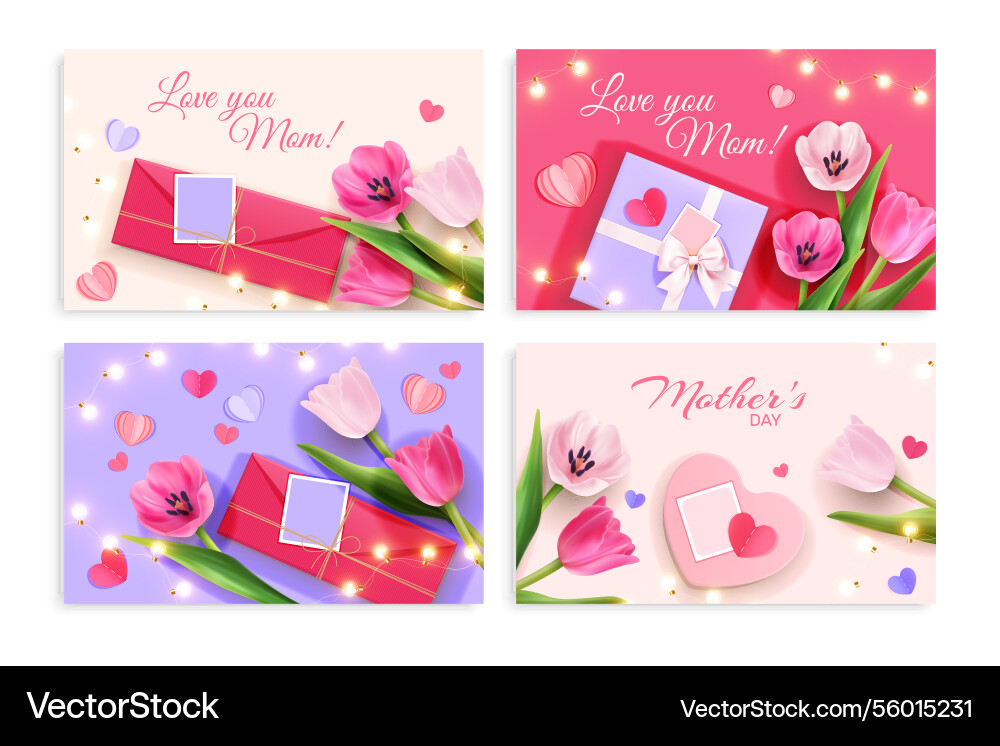 Mothers day cute card set Royalty Free Vector Image