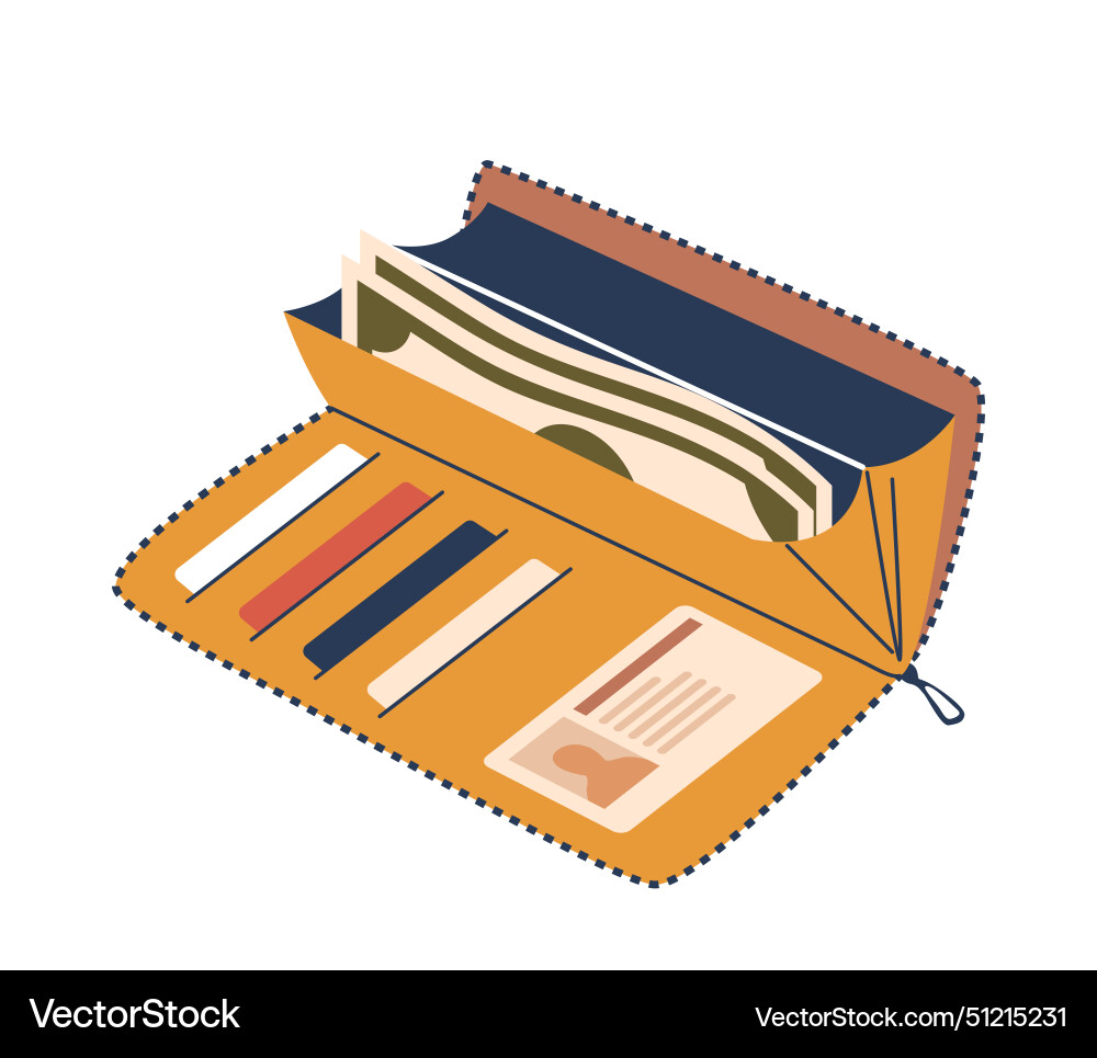 Open women wallet stylish and functional crafted Vector Image