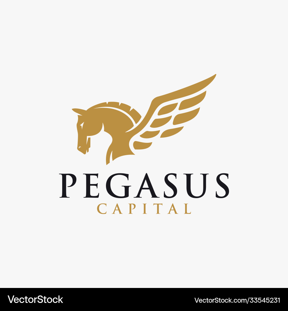 Powerful elegance pegasus logo template Royalty Free Vector