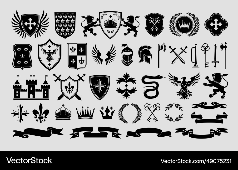 Stencil heraldic emblem templates traditional Vector Image