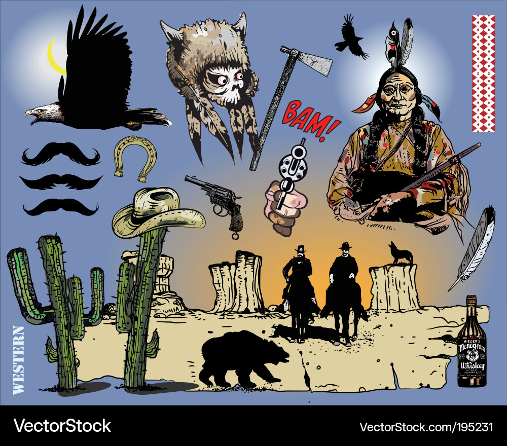 Western design elements Royalty Free Vector Image