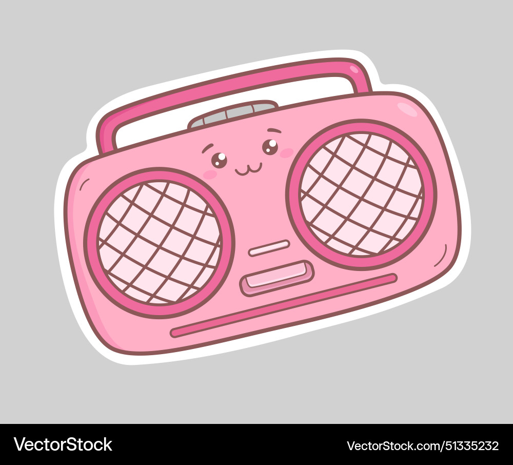 A cute pink tape recorder sticker Royalty Free Vector Image