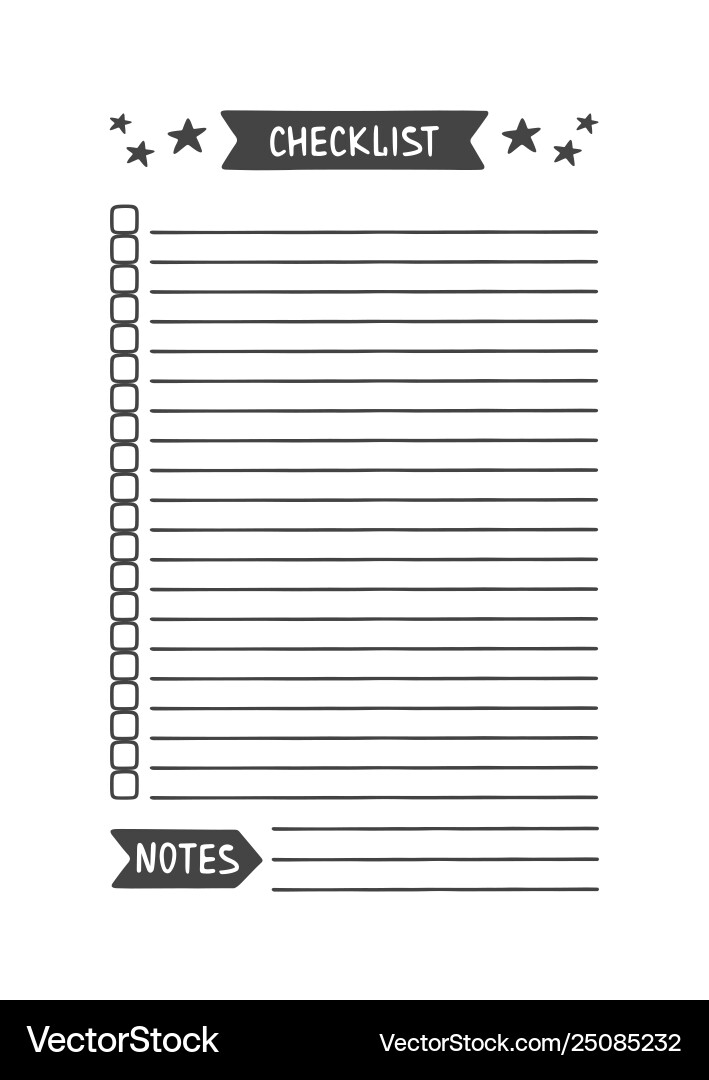 Checklist printable organizer Royalty Free Vector Image