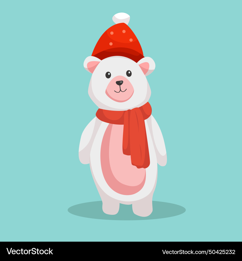 Christmas Polar Bear Character Design Royalty Free Vector