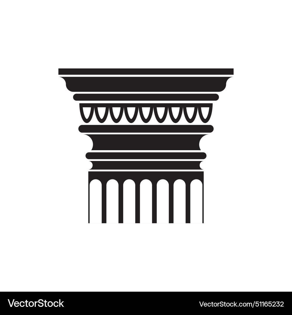Classic column capital black line icon old motif Vector Image