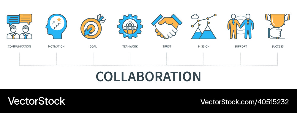 Collaboration concept with icons communication Vector Image