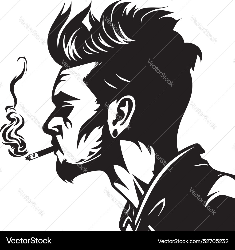 Dashing demeanor cartoon guy with smoking symbol Vector Image