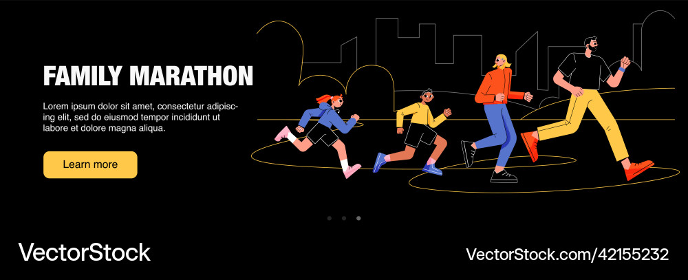 Family marathon web banner invitation to run Vector Image