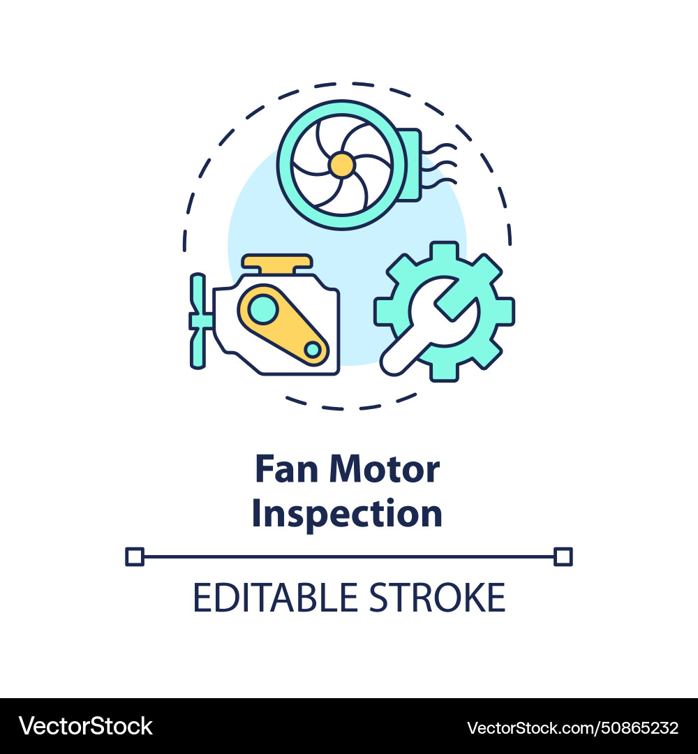 Fan motor inspection multi color concept icon Vector Image