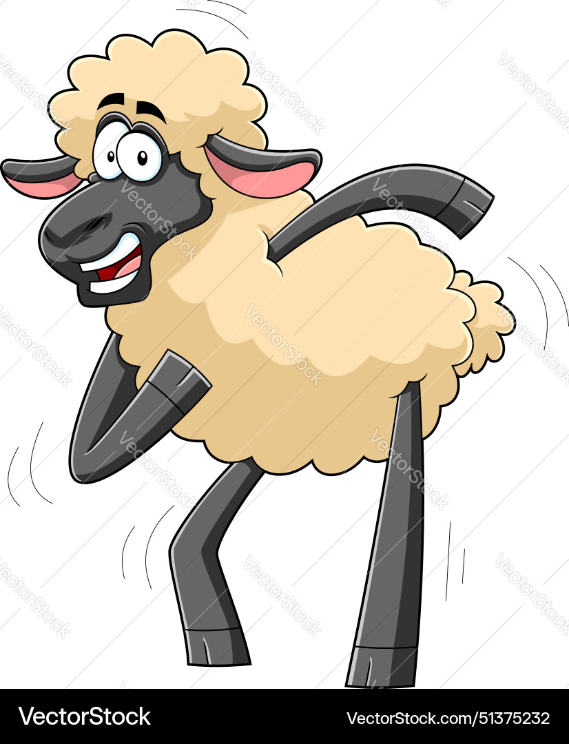 Funny sheep cartoon character dancing Royalty Free Vector