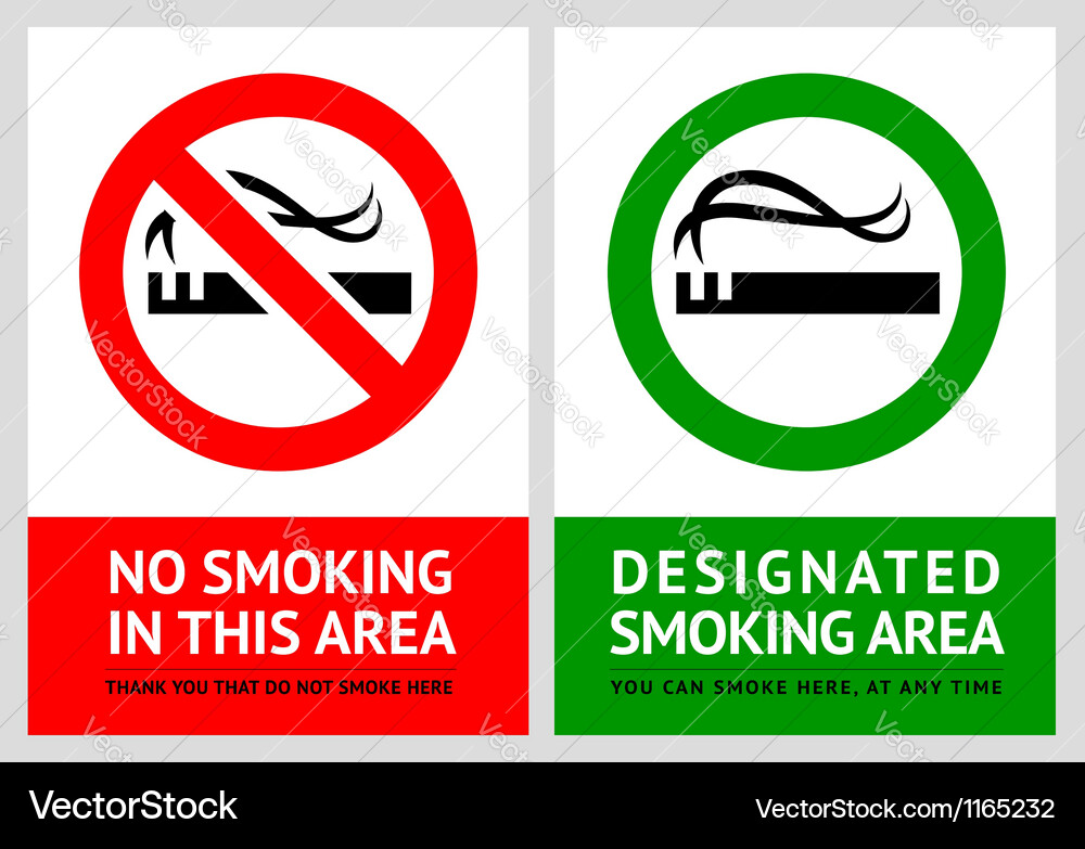 No smoking and area labels Royalty Free Vector Image