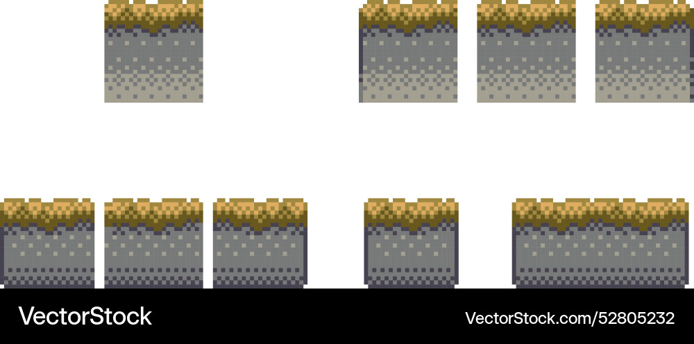 Pixel art tile set for 2d retro video-game Vector Image