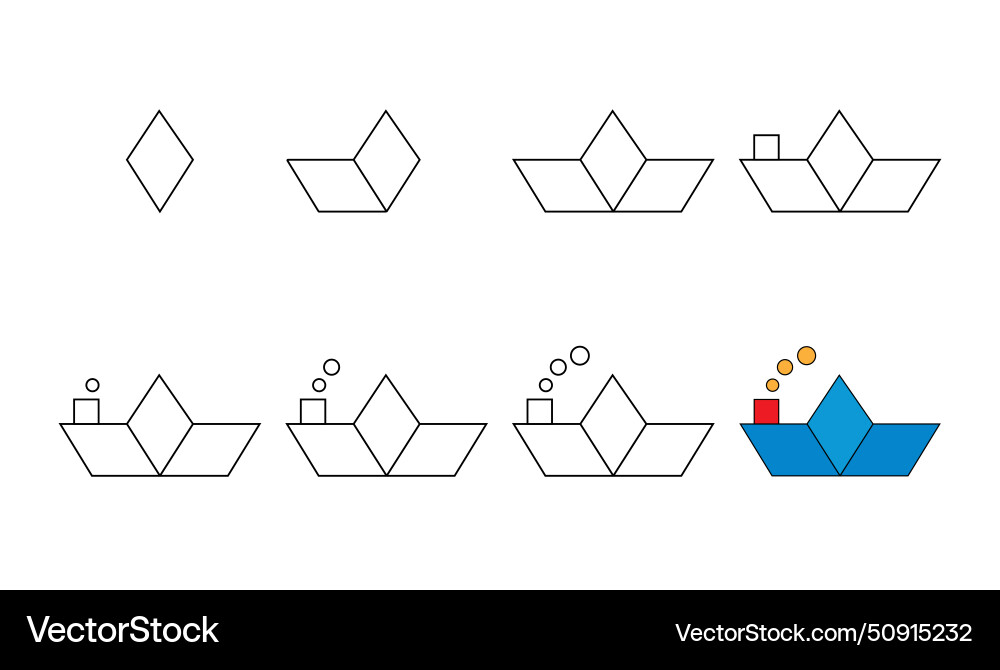 Worksheet easy guide to drawing cartoon paper boat