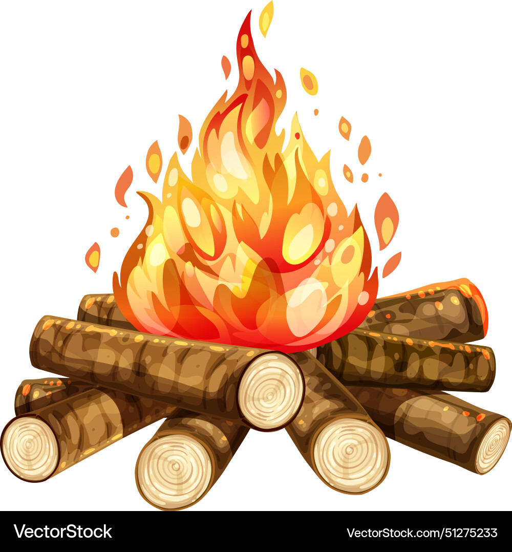 A cozy crackling campfire Royalty Free Vector Image