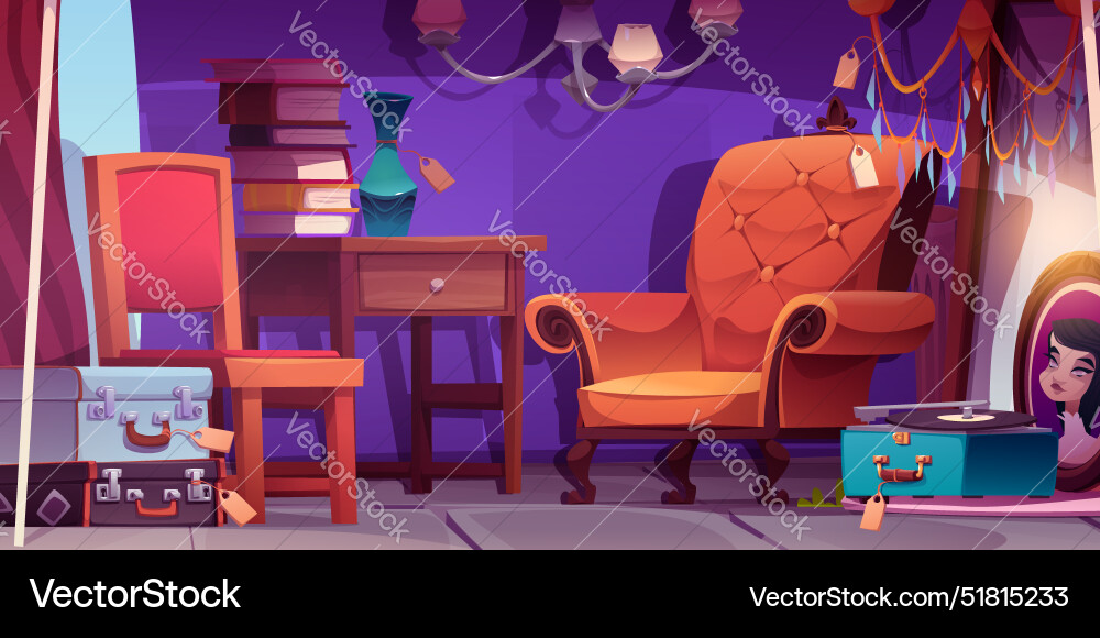 Antique shop interior Royalty Free Vector Image