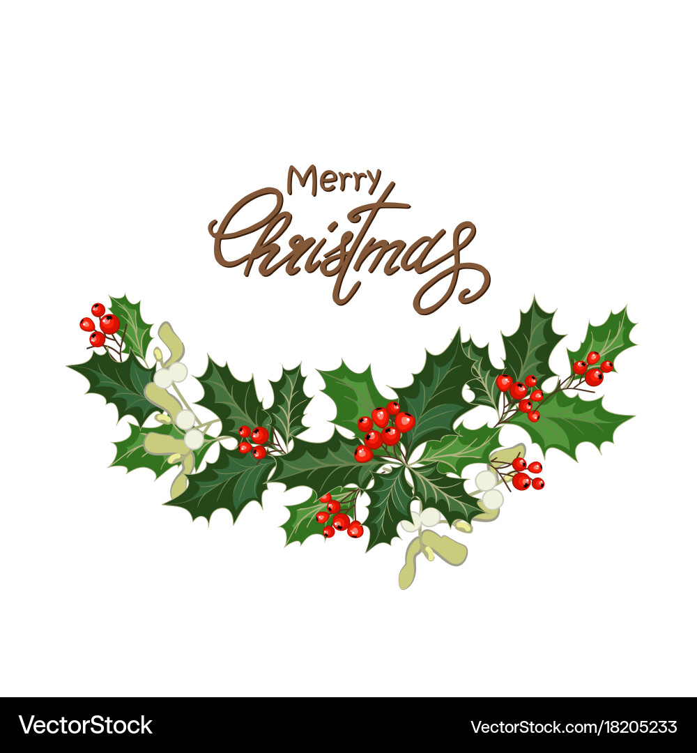 Christmas card with holly Royalty Free Vector Image