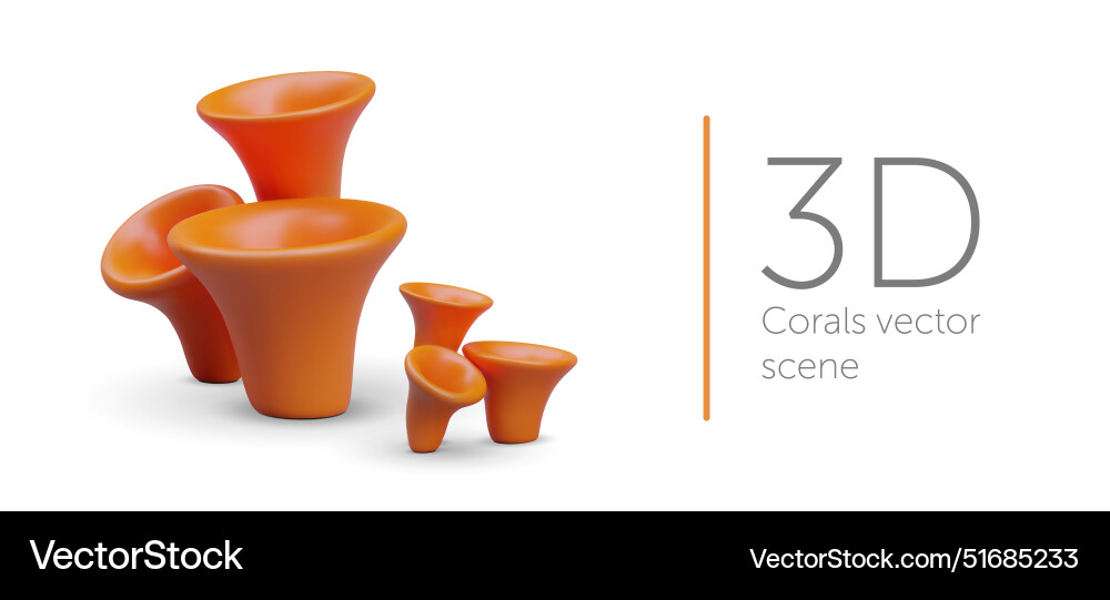 Composition scene from underwater world 3d coral Vector Image