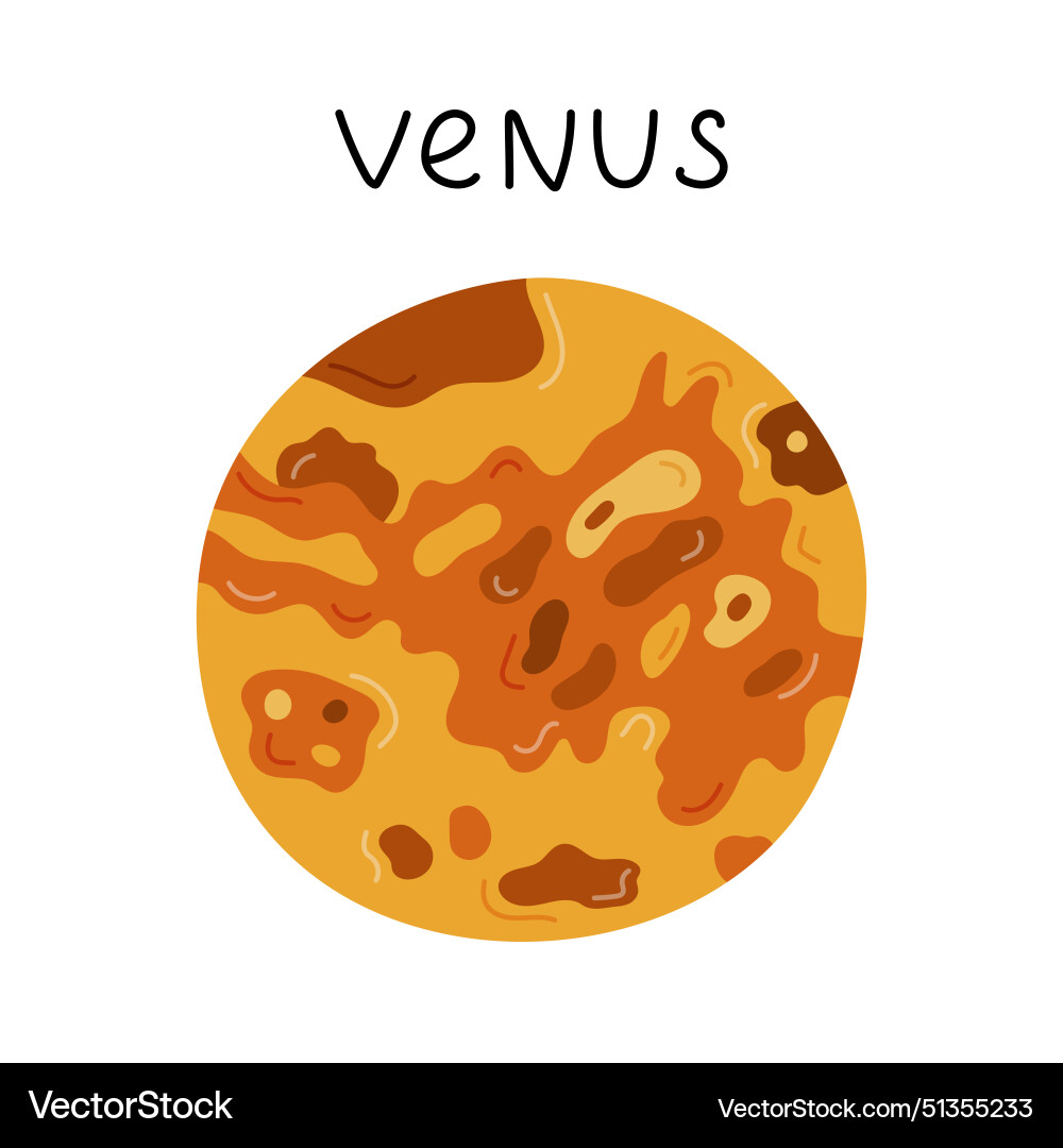 Cute hand drawn cartoon venus second planet Vector Image