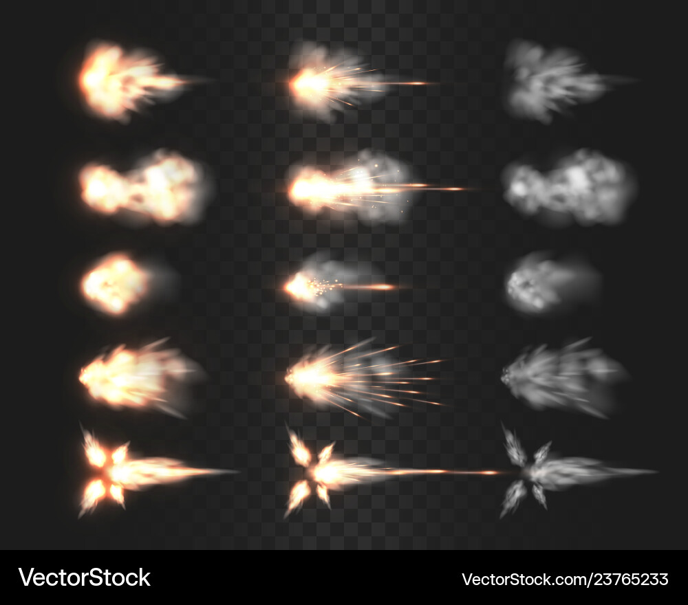 Firearm muzzle flash special effects Royalty Free Vector