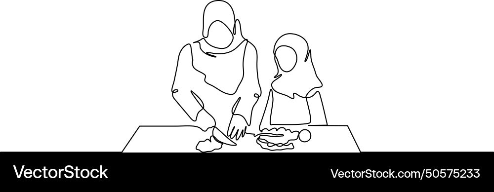 Mother and child prepare Royalty Free Vector Image