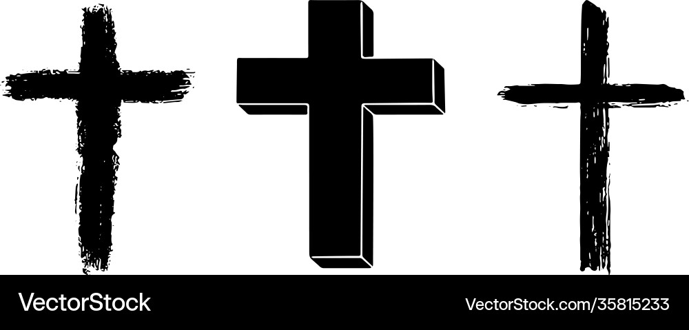 Set three religious crosses Royalty Free Vector Image