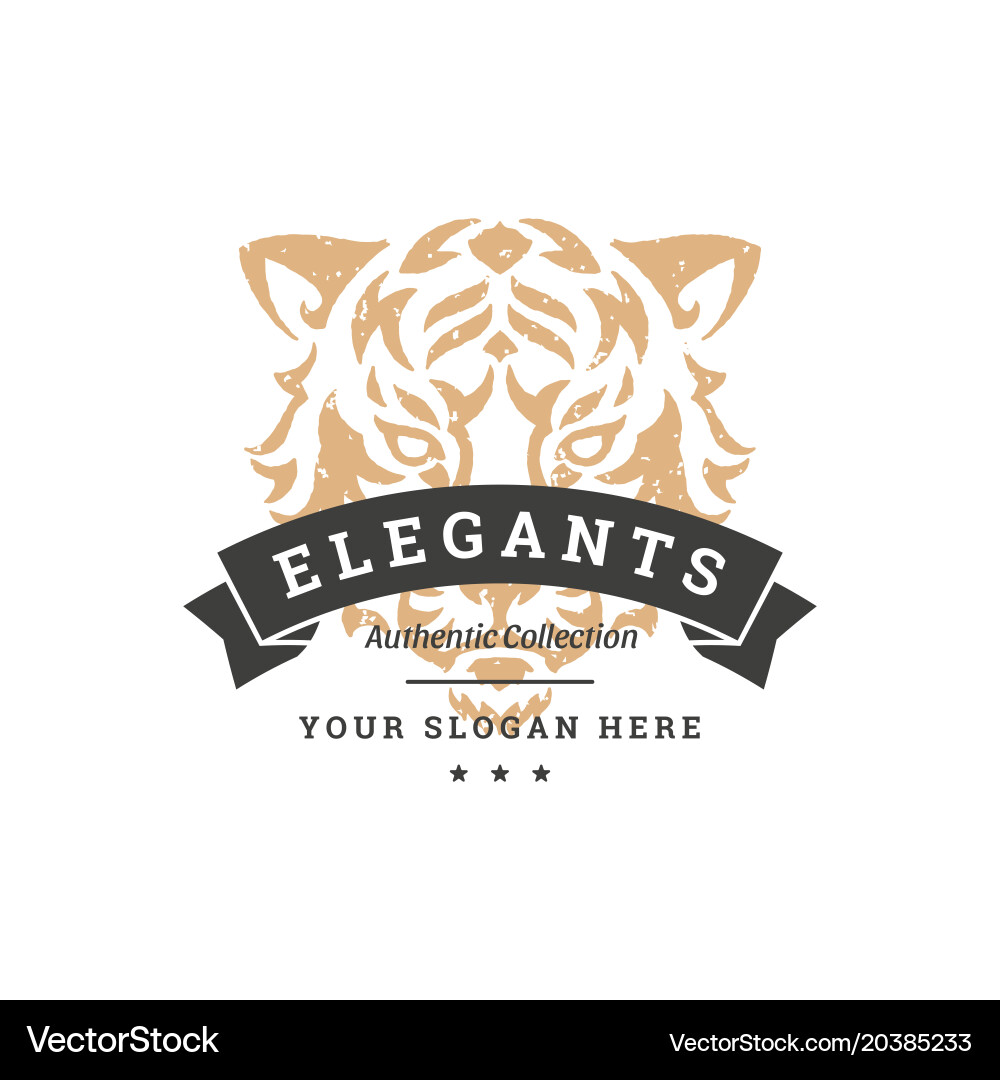Tiger hand drawn logo isolated on white background