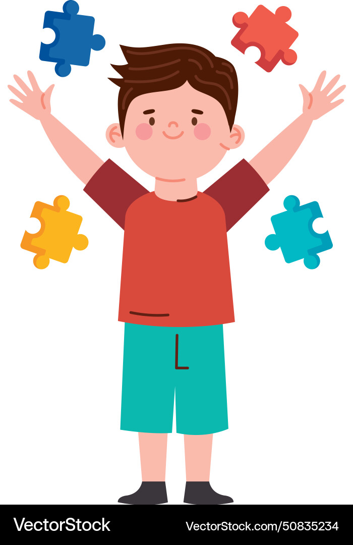 Autism boy celebrate Royalty Free Vector Image