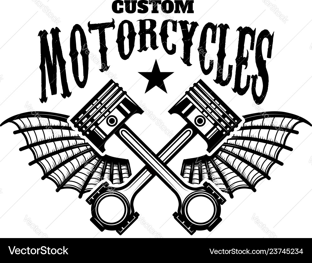 Custom motorcycles emblem template with winged Vector Image