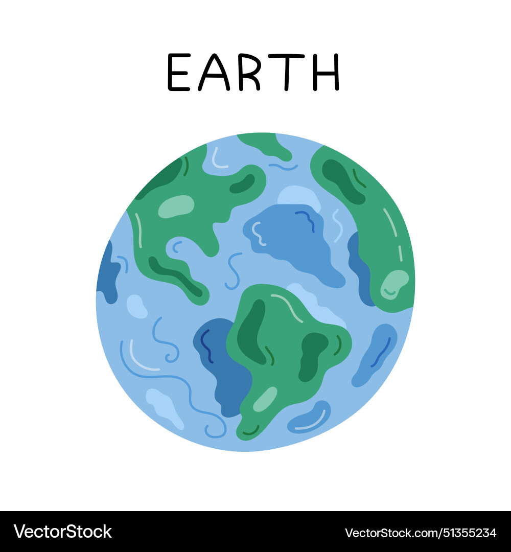 Cute hand drawn cartoon earth globe our planet Vector Image