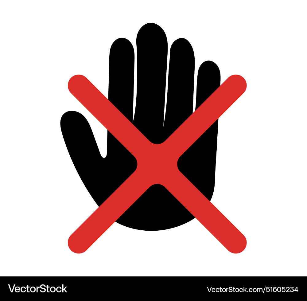 Do not touch hand icon prohibiting sign Royalty Free Vector