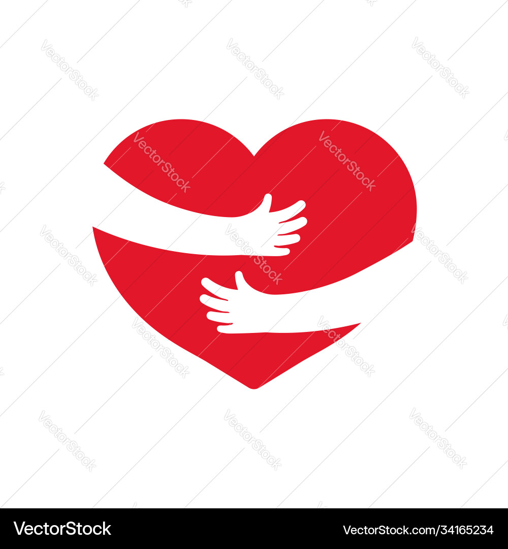 Embrace heart icon hug with help Royalty Free Vector Image