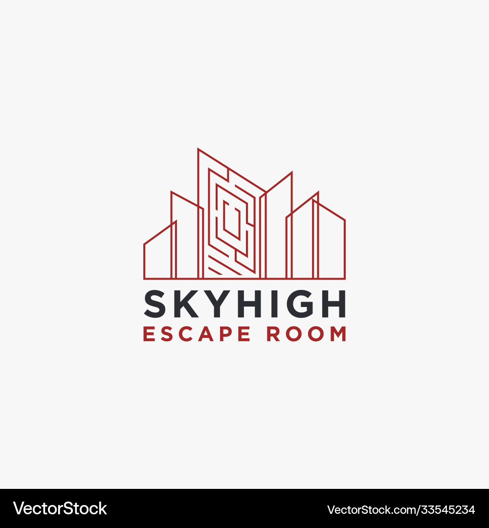 Escape room building logo icon template Royalty Free Vector