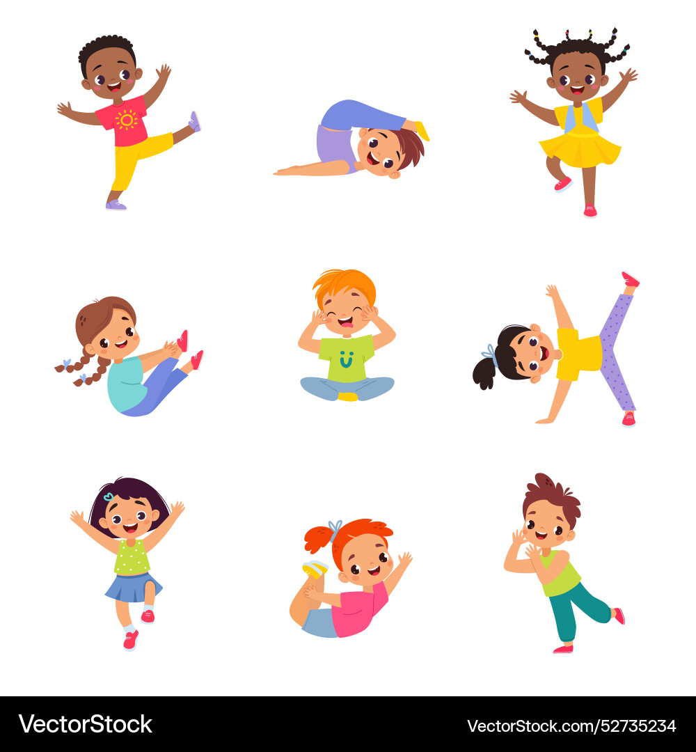 Funny kids character enjoy and having fun Vector Image