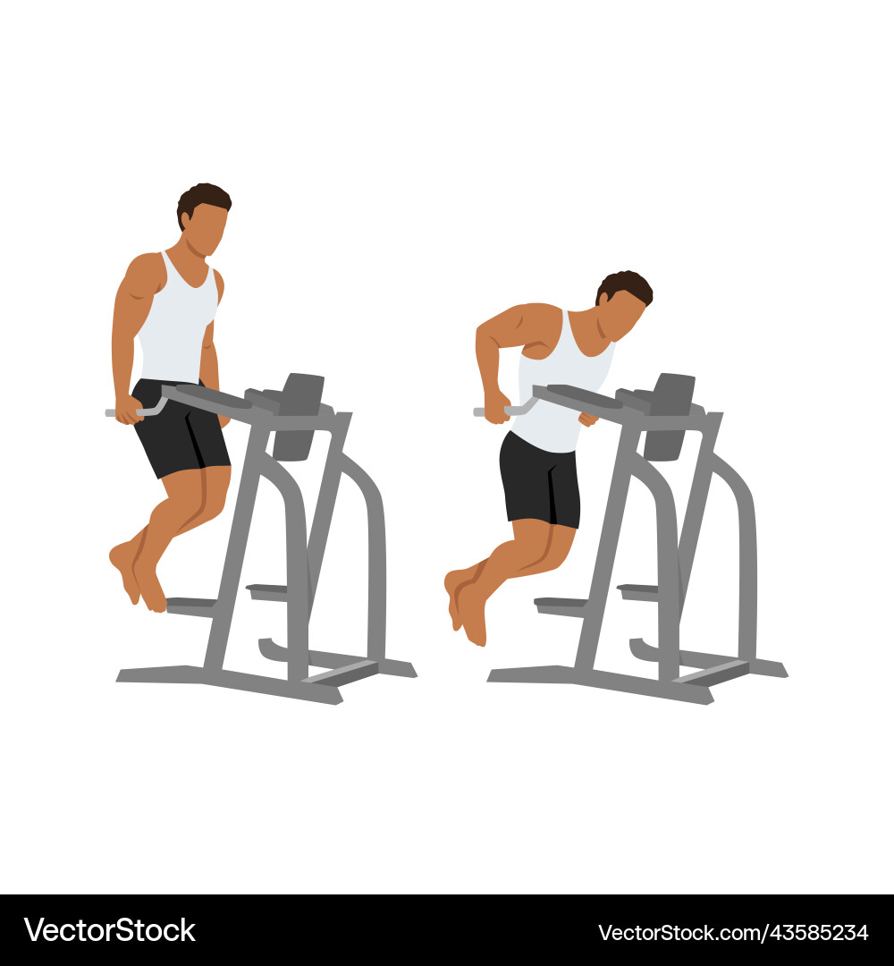 Man doing parallel dip bar exercise flat Vector Image