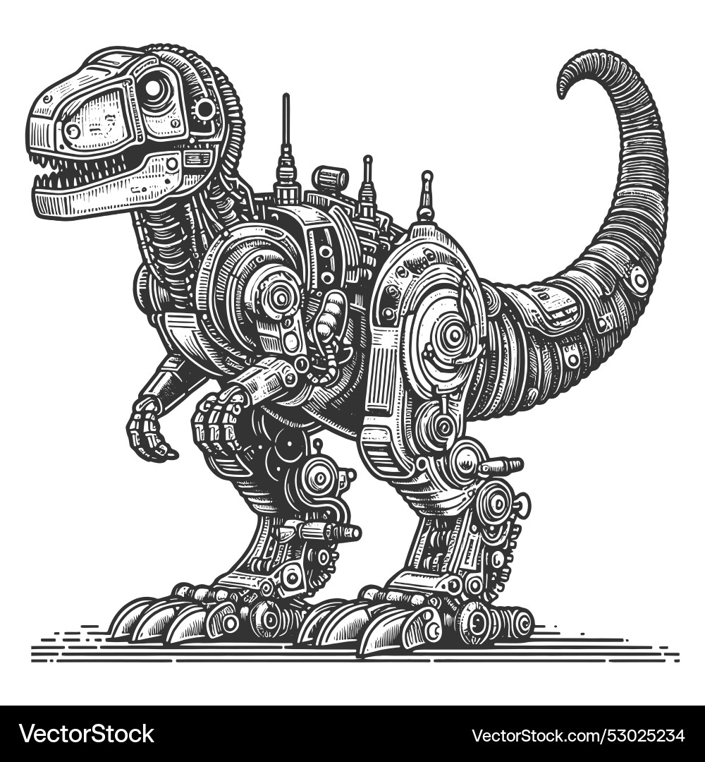 Mechanical dinosaur robot Royalty Free Vector Image