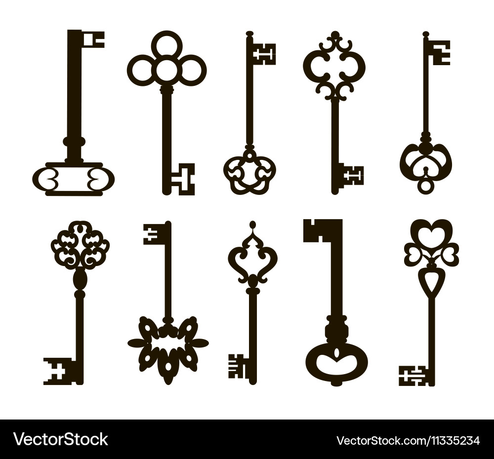 Ornamental medieval vintage keys Royalty Free Vector Image