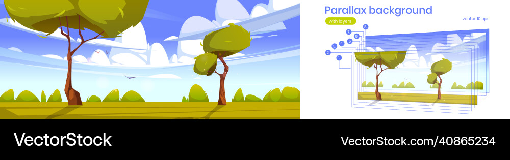 Parallax background with summer landscape Vector Image