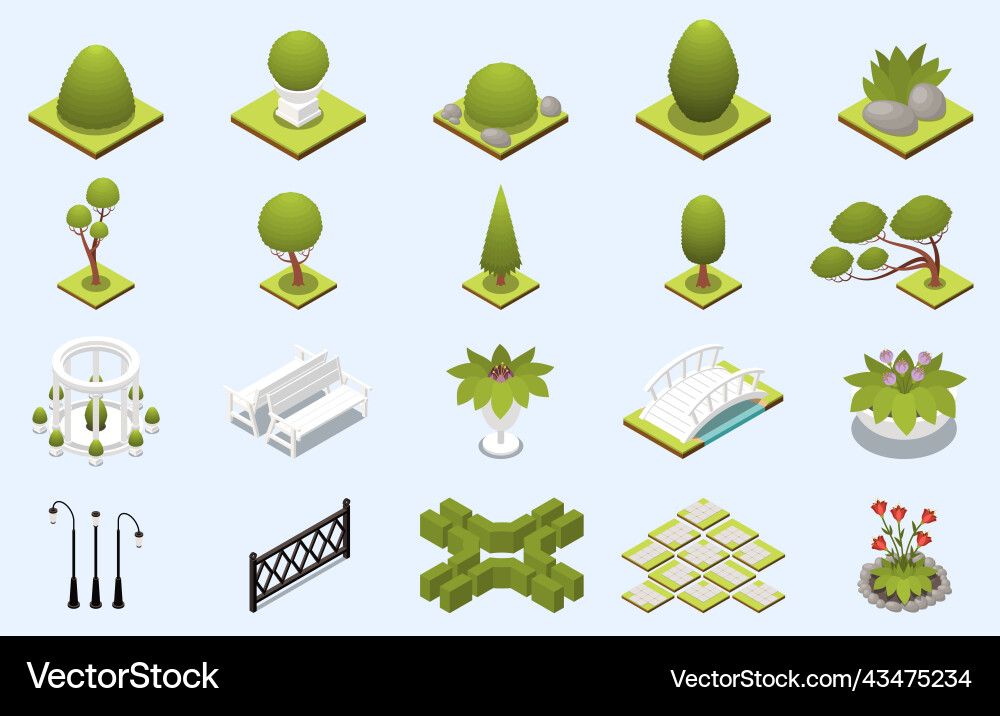 Park landscape elements set Royalty Free Vector Image