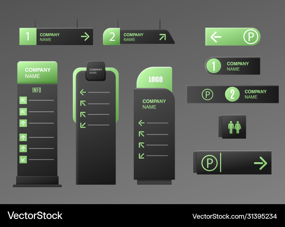 Signage set sign boards template realistic Vector Image