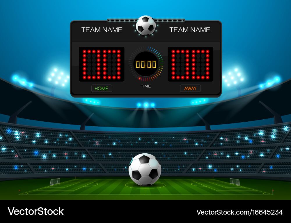 Soccer Field with Scoreboard Royalty Free Vector Image