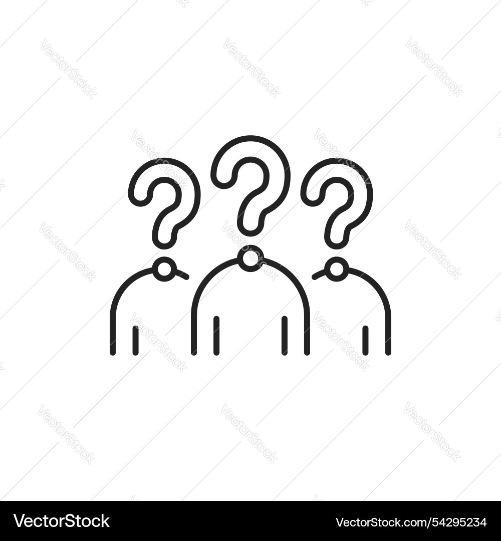 Dünne Linie Verdächtige Person Icon mit Fragezeichen