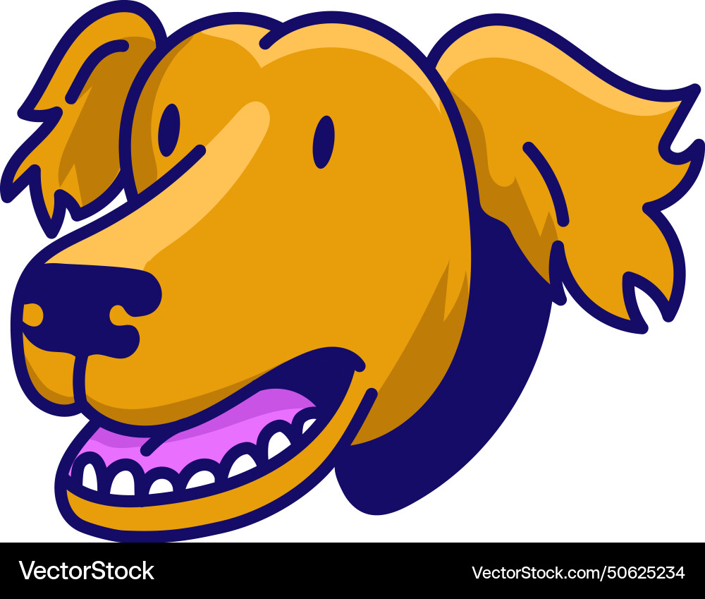 Yellow dog face open mouth isolated on white Vector Image