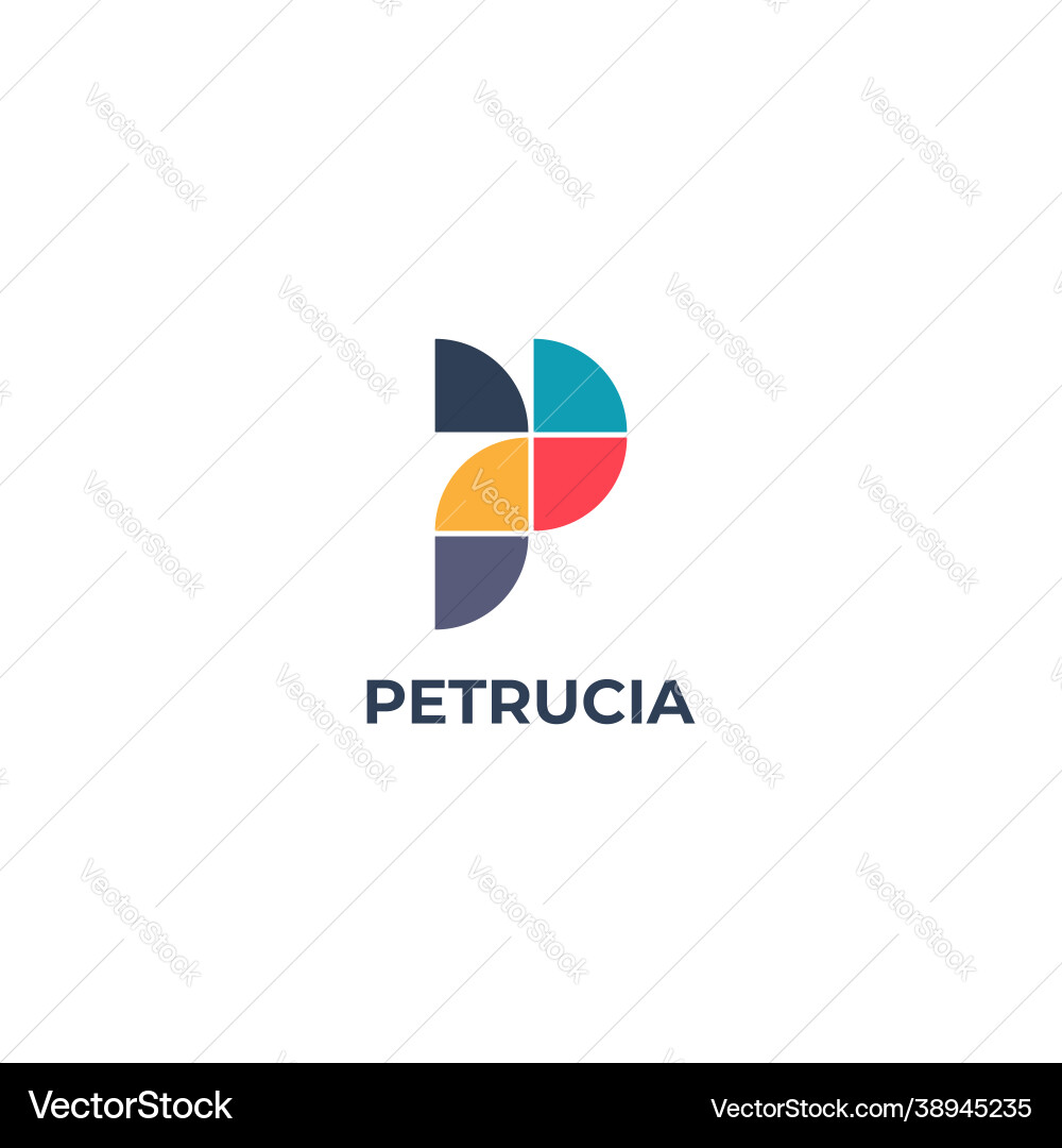 Abstract simple tiles letter p logo shape design Vector Image