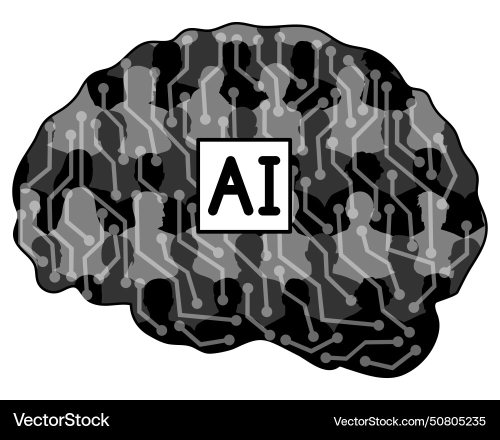 Artificial intelligence silhouette of brain Vector Image