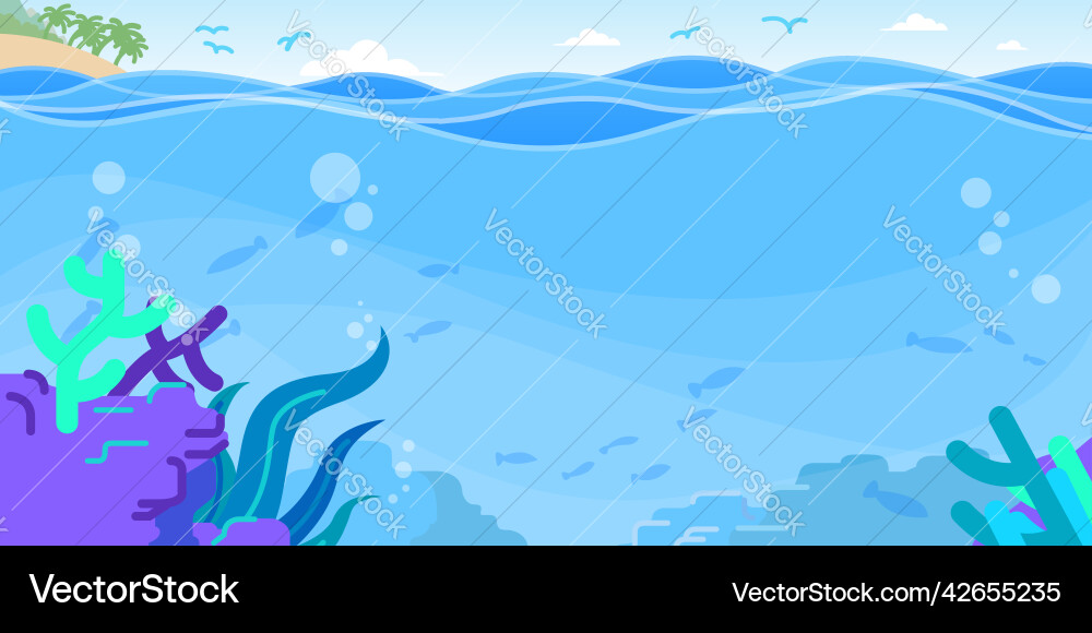 Background ocean waves cartoon seaside bay Vector Image