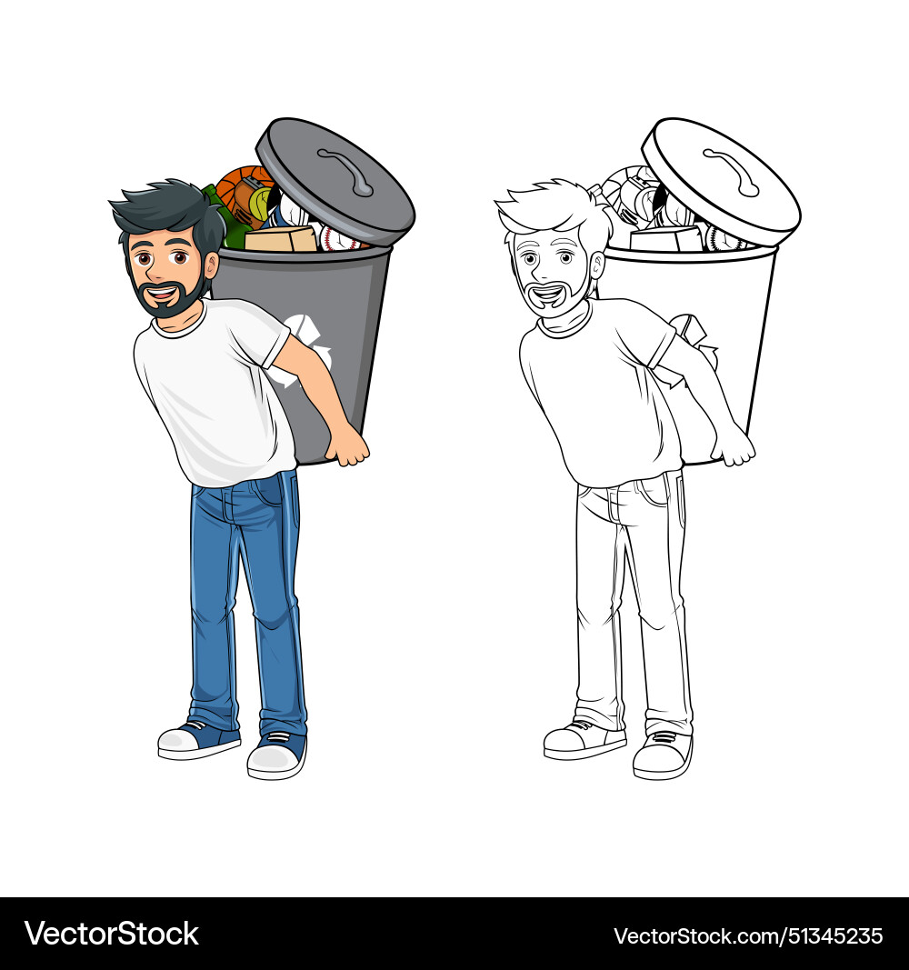 Cartoon character and trash design Royalty Free Vector Image