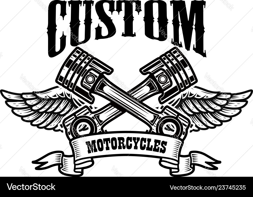 Custom motorcycles emblem template with winged Vector Image